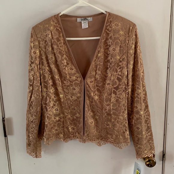 Patra | Jackets & Coats | Patra Toffee Lace Fitted Jacket With Gold ...